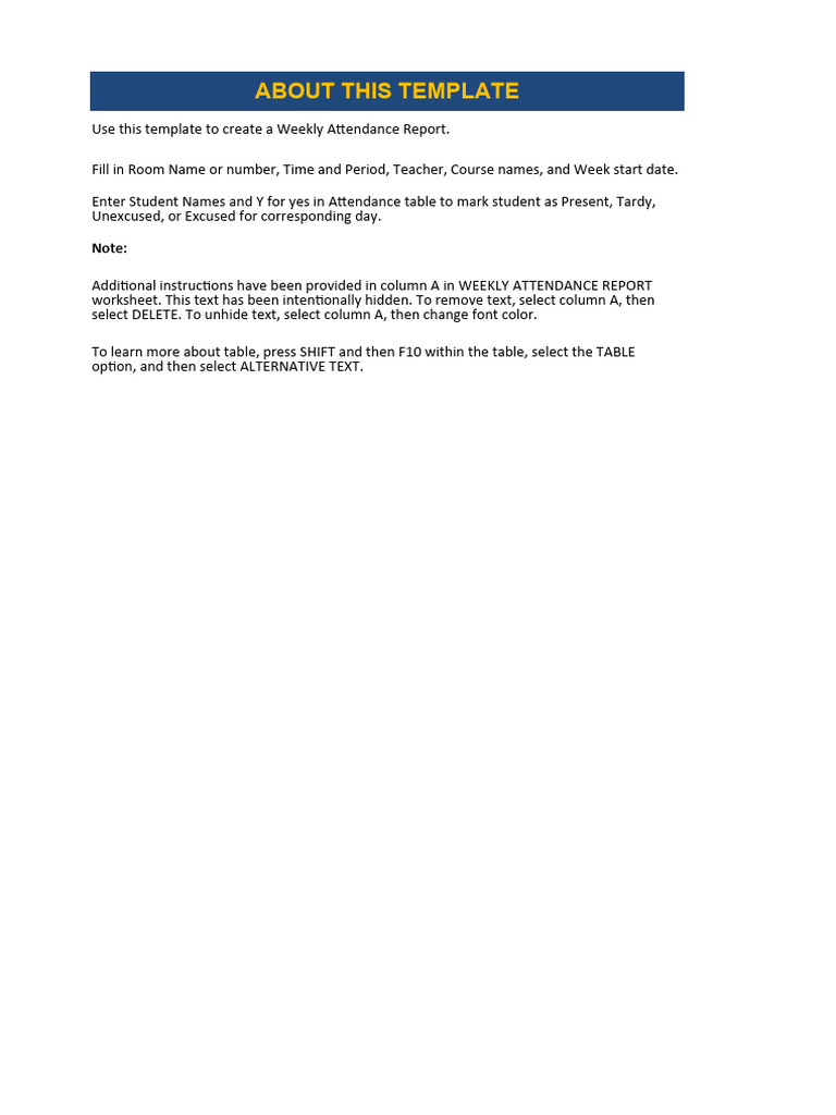 Weekly Attendance Report Template | PDF