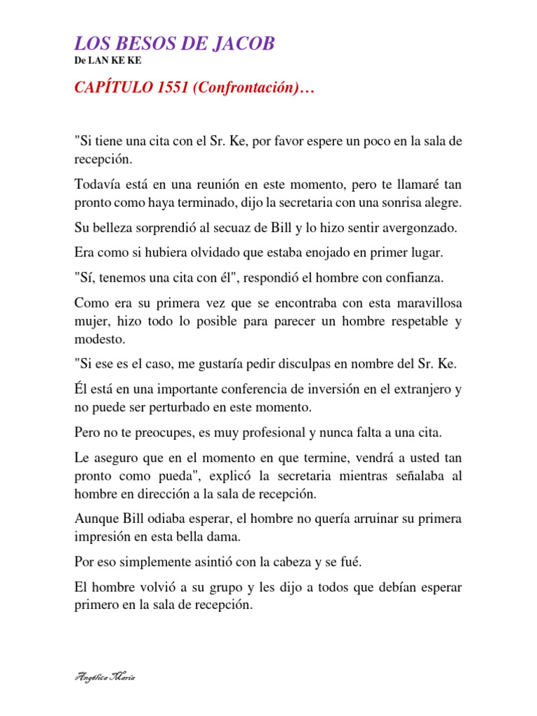 CAPÍTULOS 1551 y 1552... Los Besos de Jacob | PDF | Jacob