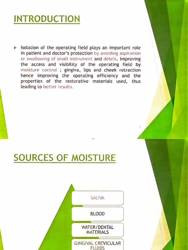 Isolation in Operative Dentistry | PDF