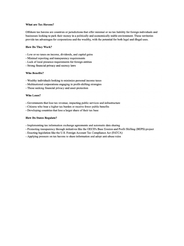 What Are Tax Havens | PDF