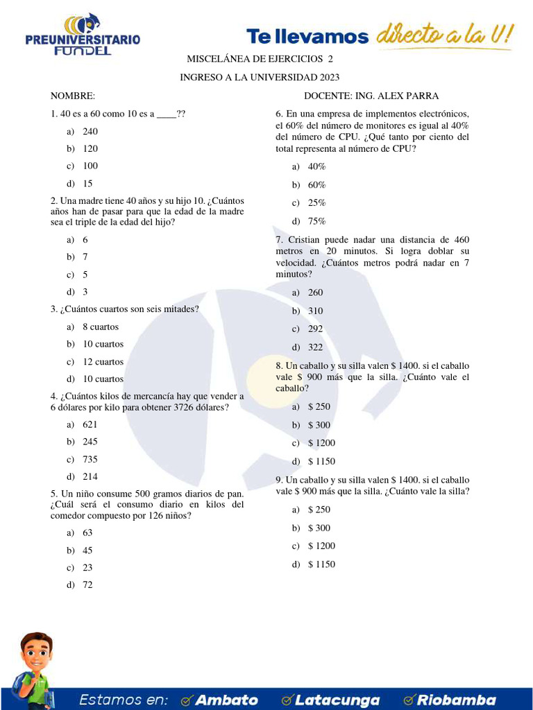 MISCELÁNEA DE EJERCICIOS 2 | PDF