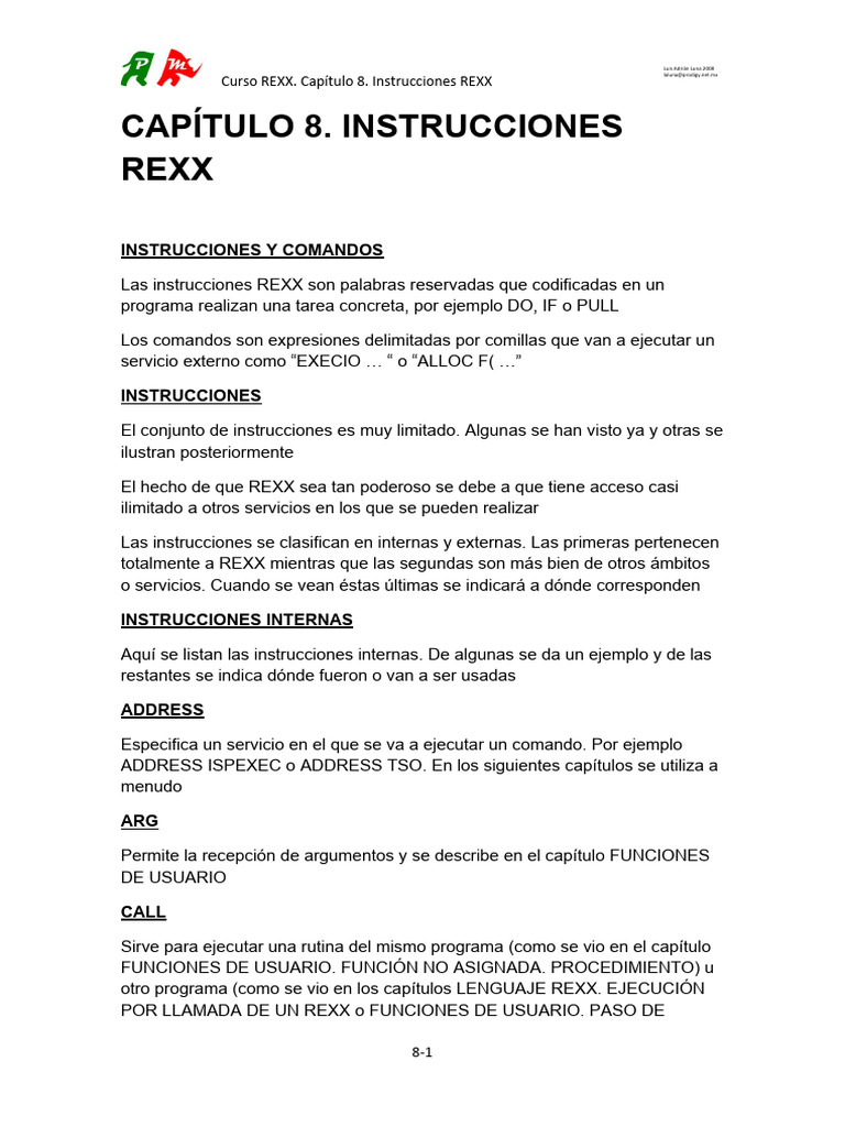 Curso Rexx Capitulo 8 | PDF | Programa de computadora | Programación