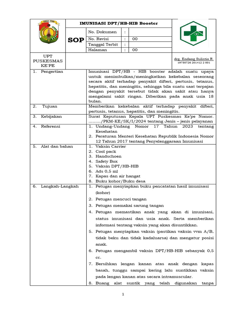 SOP DPT Booster | PDF