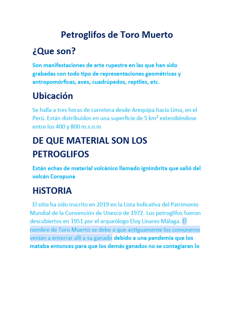 Petroglifos de Toro Muerto: Arte Rupestre en Perú | PDF | Historia ...