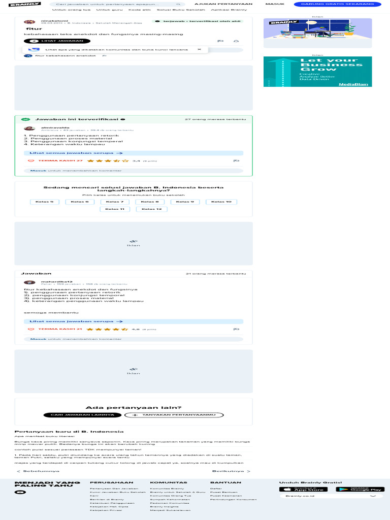 Fitur Kebahasaan Teks Anekdot Dan Fungsinya Masing-Masing - Brainly - Co.id | PDF