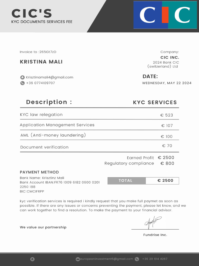 CIC Kyc Service - 20240522 - 061349 - 0000 | PDF