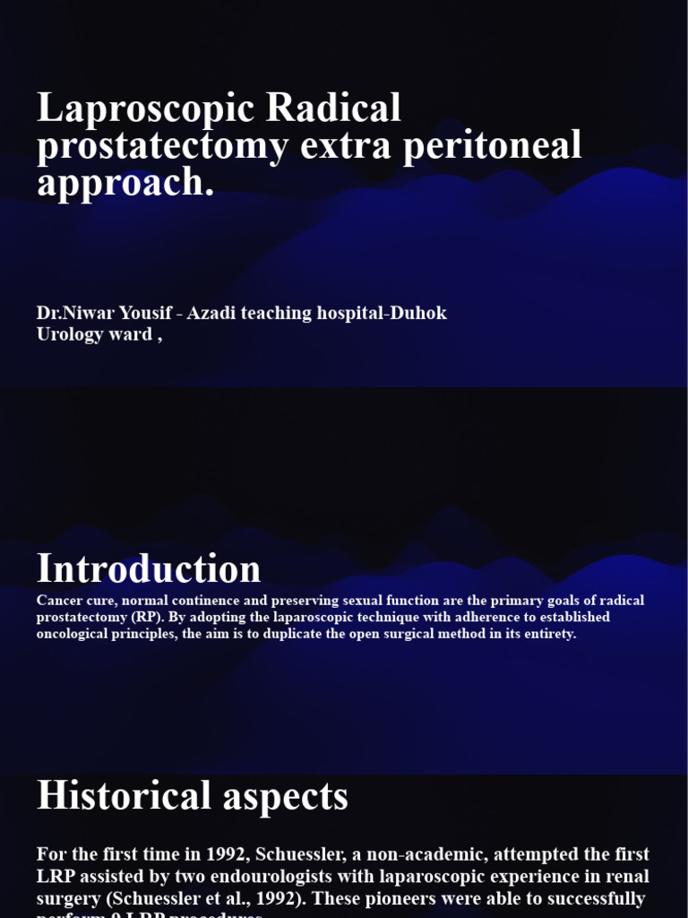 Laproscopic Radical Prostatectomy Extra Peritoneal Approach | PDF ...