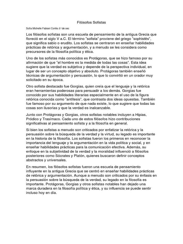 Filósofos Sofistas | PDF | Retórica