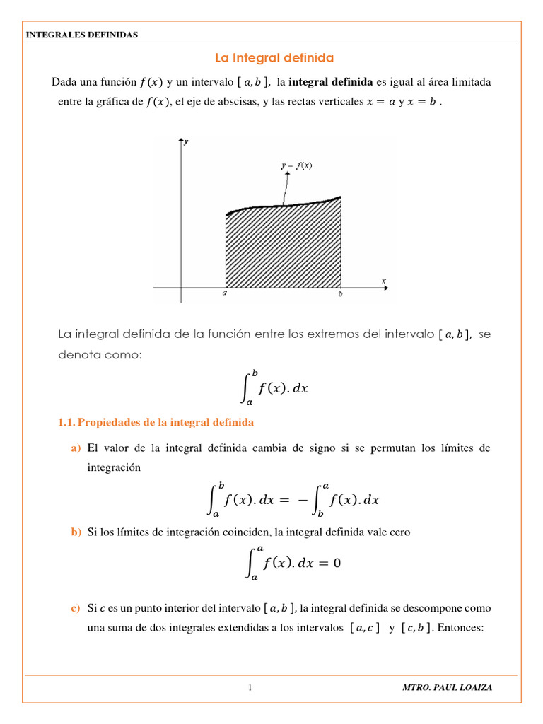 Propiedades y Teorema de Integrales Definidas | PDF | Integral | Análisis