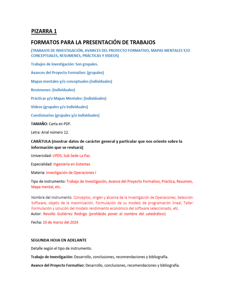 PIZARRA 1 Formatos Investigación de Operaciones I | PDF | Software | Cuestionario