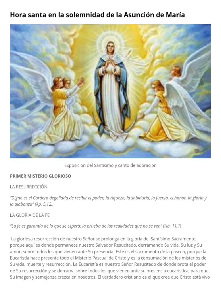 Hora Santa en La Solemnidad de La Asunción de María - 20240720 - 105519 - 0000 | PDF ...