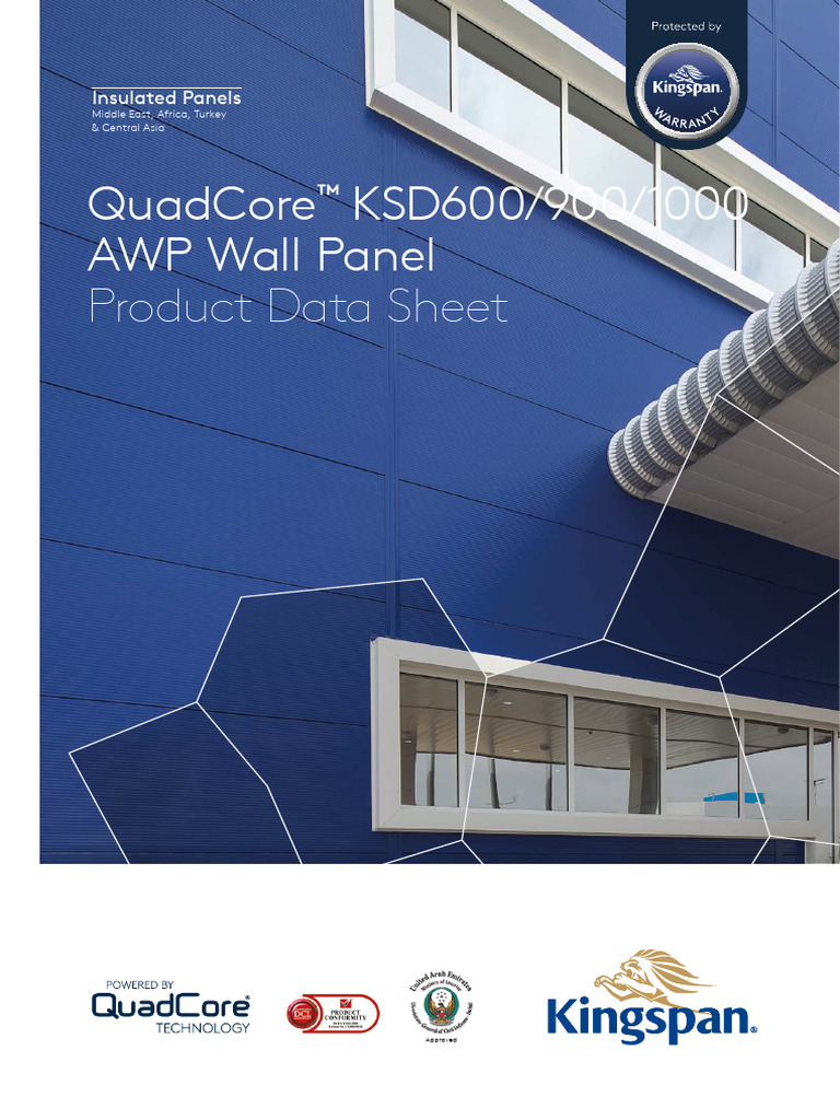 Kingspan Quadcore ksd600 900 1000 Awp Wall Panel Data Sheet en Meatca | PDF