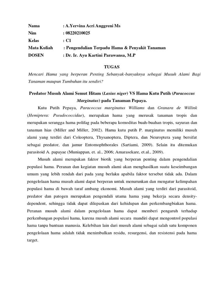 Pengendalian Terpadu Hama & Penyakit Tanaman A.yervina Acri Anggreni MS - 08220210025 | PDF ...