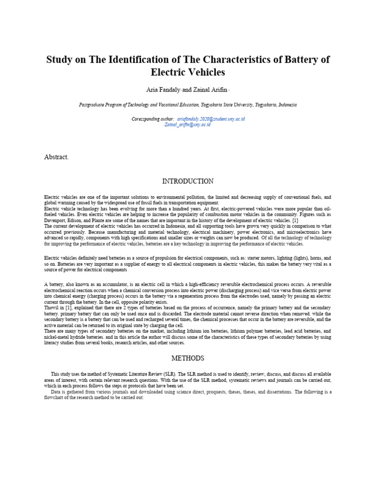 Study On The Identification of The Characteristics of Battery of ...