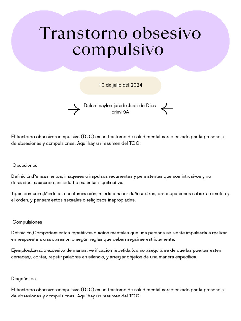 Guía Completa sobre el TOC: Síntomas y Tratamiento | PDF | Desorden obsesivo compulsivo ...