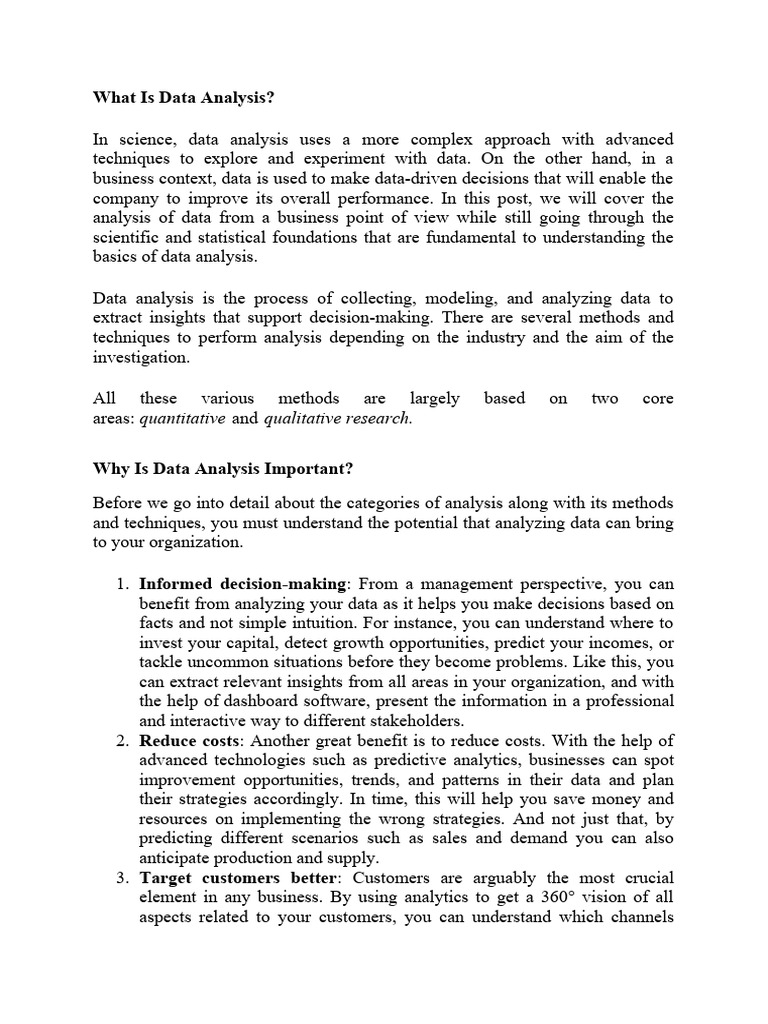 What Is Data Analysis | PDF | Data Analysis | Analytics