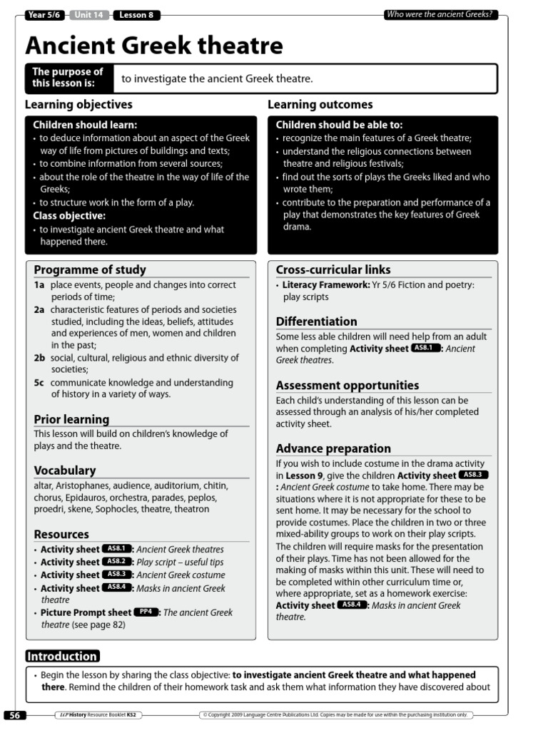 HistoryKS2Unit14 Ancient Greeks 5 and 6 Free Greek Theatre | PDF ...