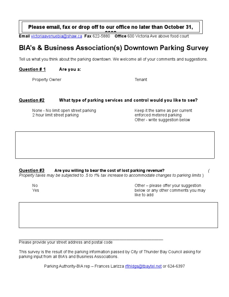Downtown Parking Survey Feedback Request | PDF