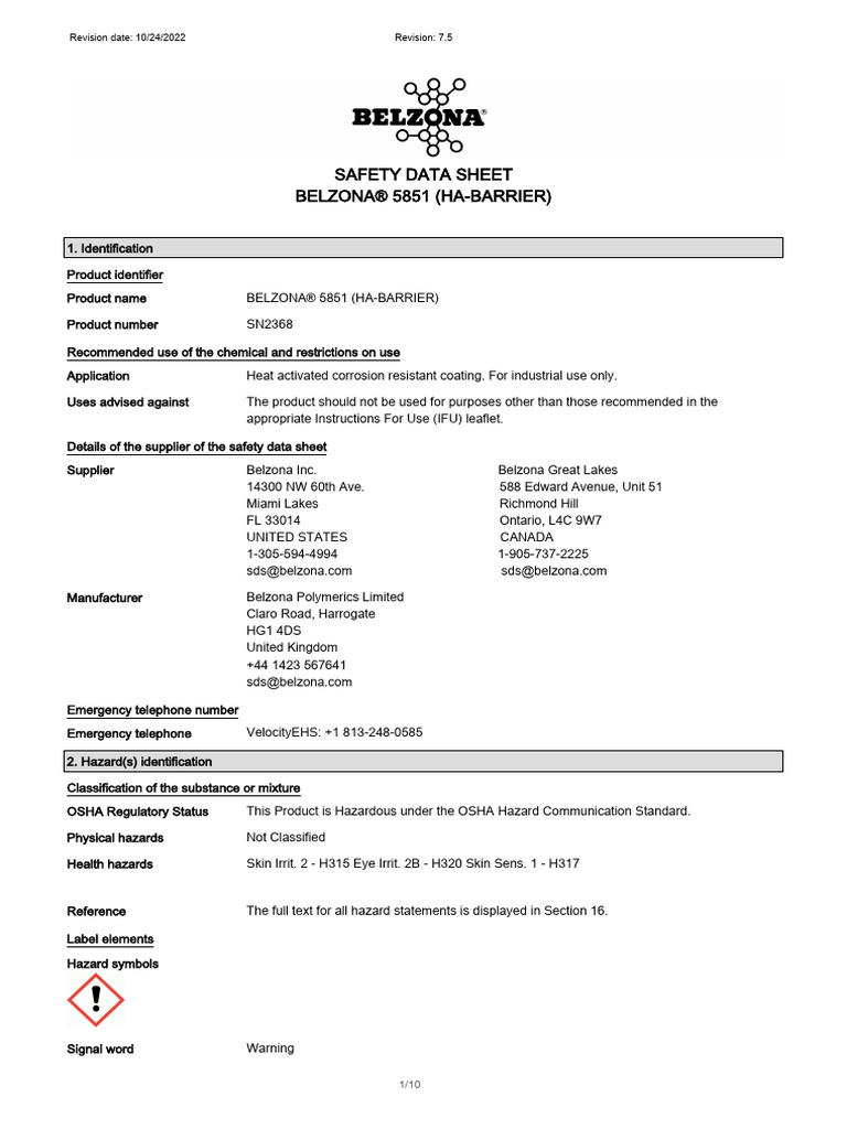 1 10791 Msds | PDF | Dangerous Goods | Waste