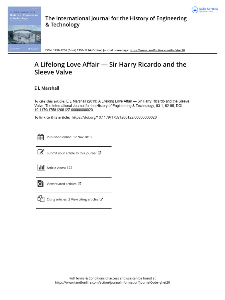 A Lifelong Love Affair Sir Harry Ricardo and The Sleeve Valve | PDF ...
