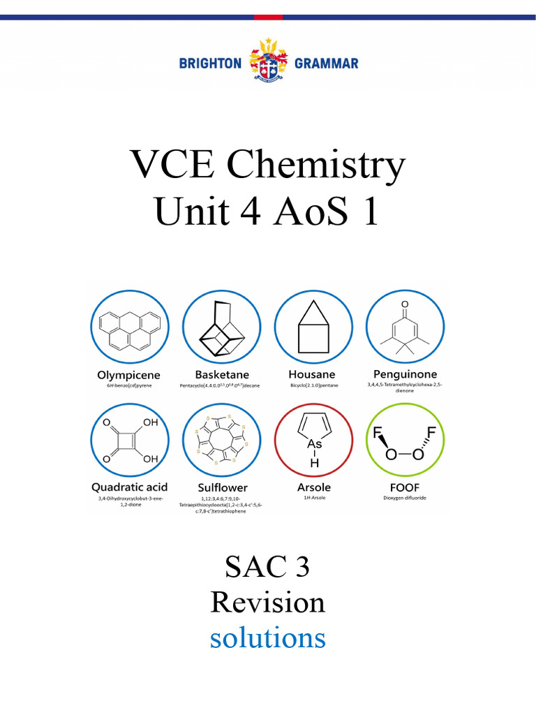 Unit 4 AoS 1 SAC Revision 2024 Solutions | PDF | Chlorine | Ester