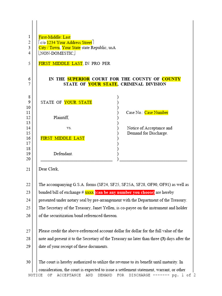 Demand for Discharge Notice Template | PDF | Common Law | Justice