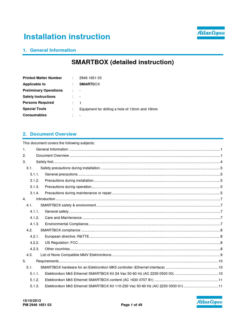 2946 1651 03 SMARTBOX Installation (Detailed Instruction) | PDF | Power Supply | Alternating Current