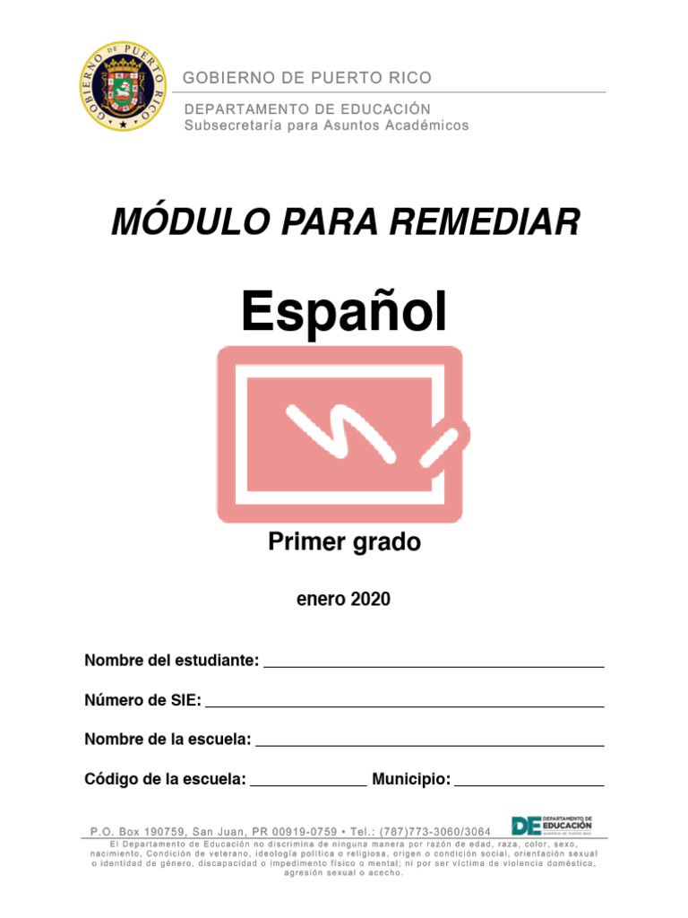 1ro-Espanol Departamento de Educación Puerto Rico | PDF