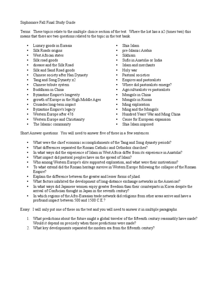 World History Study Guide | PDF