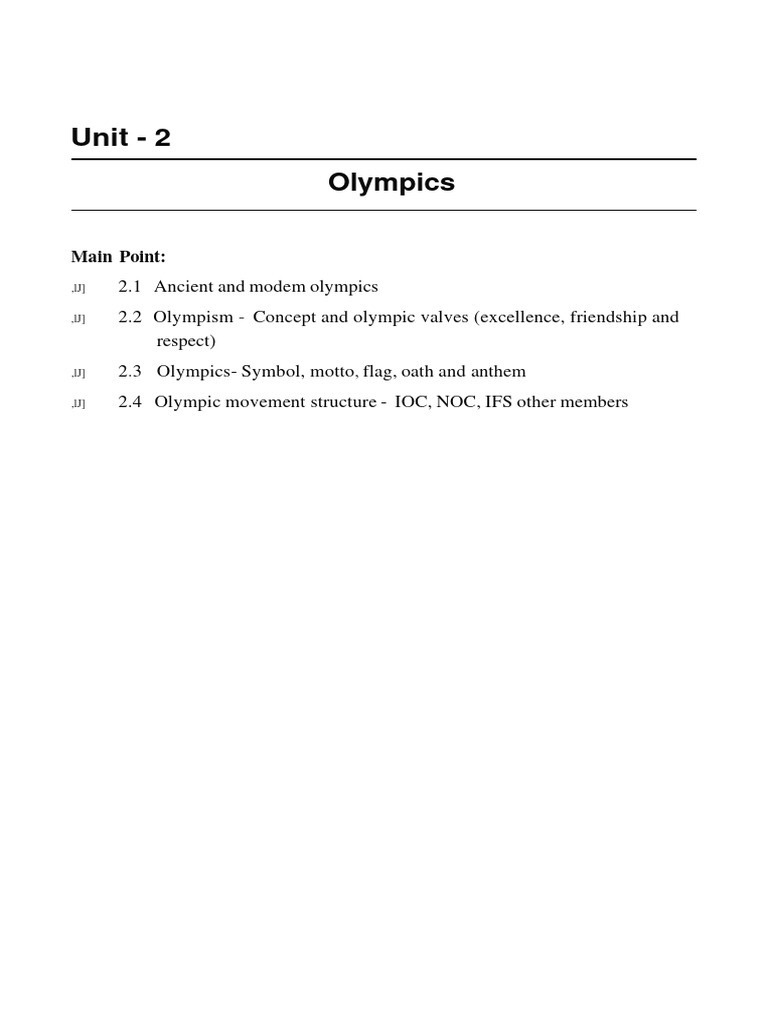 unit 2 | PDF | Olympic Games | Sports