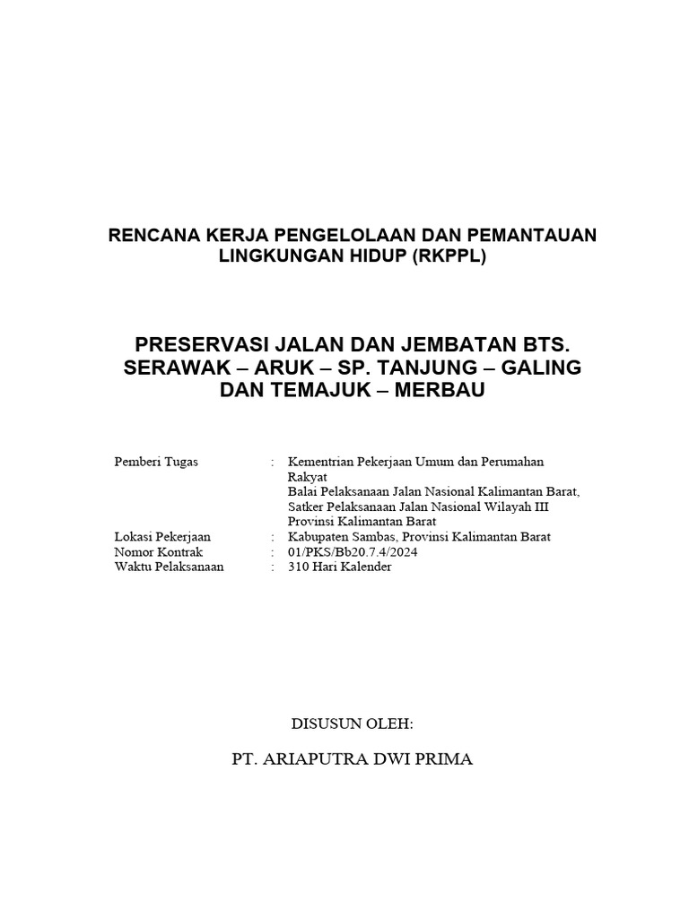3. Rencana Kerja Pengelolaan Dan Pemantauan Lingkungan (RKPPL) Paket ...
