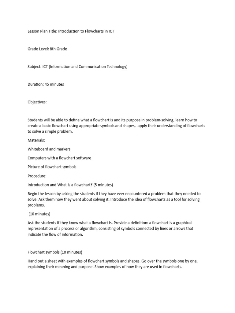 8th Grade ICT: Flowchart Basics | PDF | Career & Growth | Art