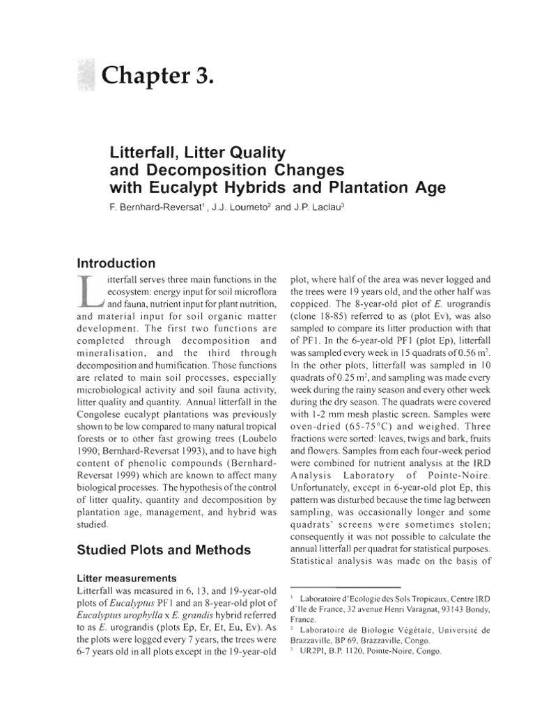 Litte Rfa 11, Litter Quality: and Decomposition Changes With Eucalypt ...