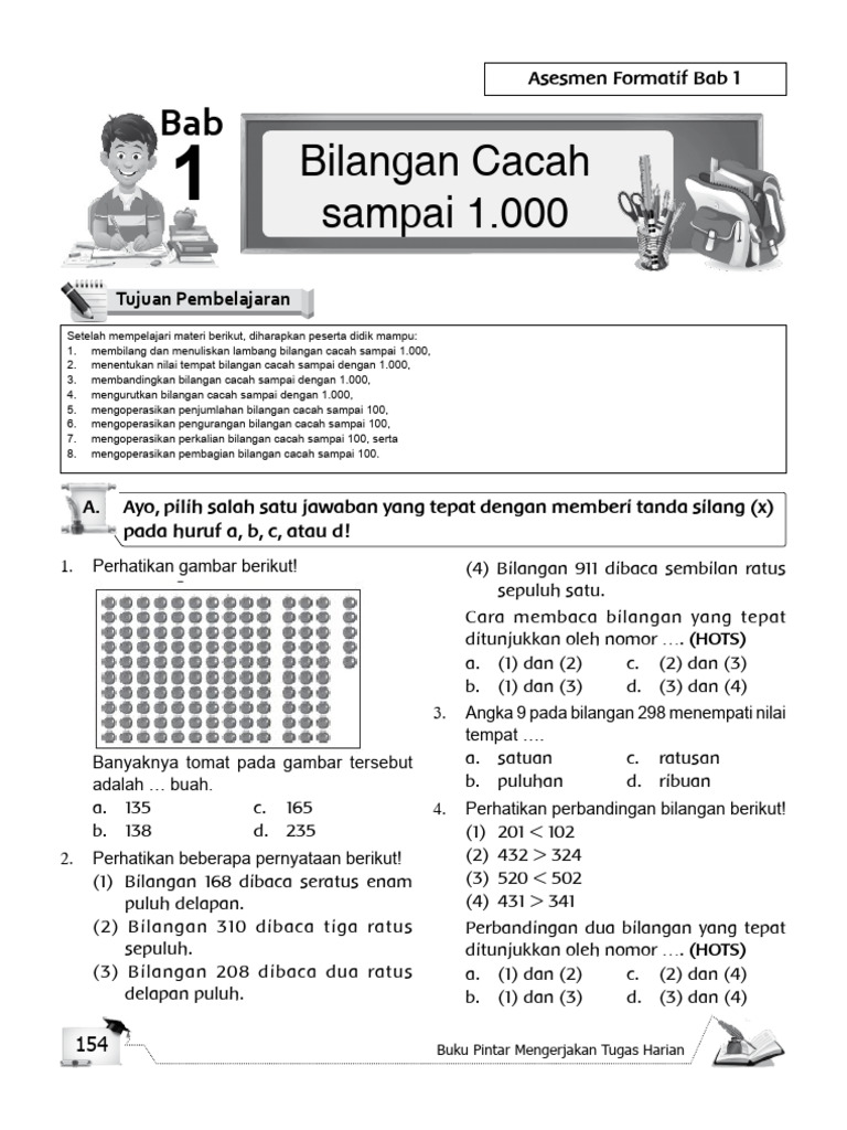 Soal Kls 1 K. Merdekaa Kls 3 Mat Bab 1bilangan Cacah Sampai 1000 | PDF