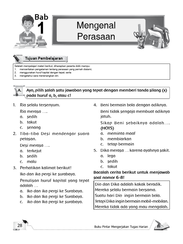 Soal Kls 2 K. Merdeka B. Indo Bab 1 Mengenal Perasaan | PDF
