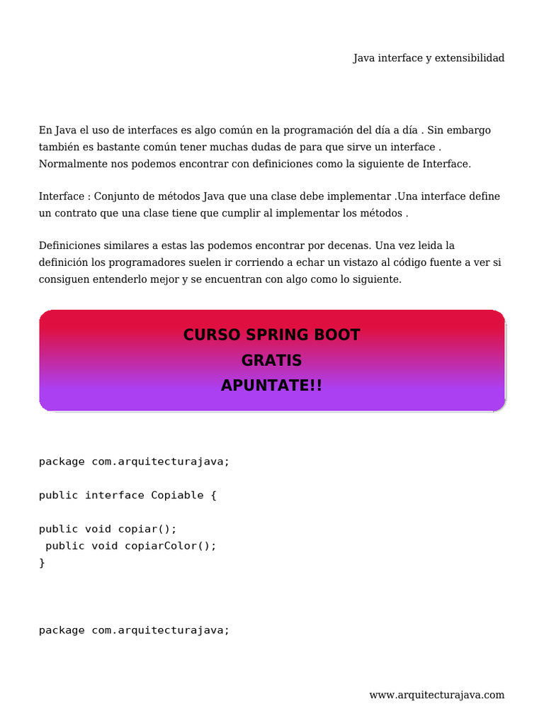Java Interface y Extensibilidad | PDF | Java (lenguaje de programación) | Ingeniería Informática