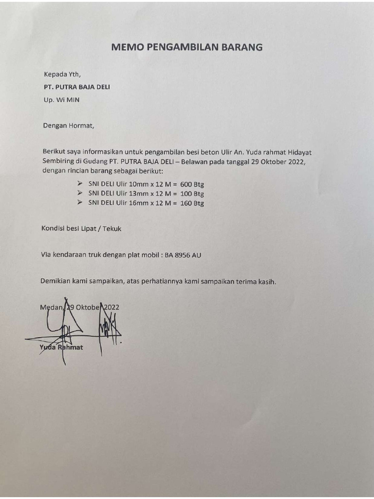 Memo barang | PDF