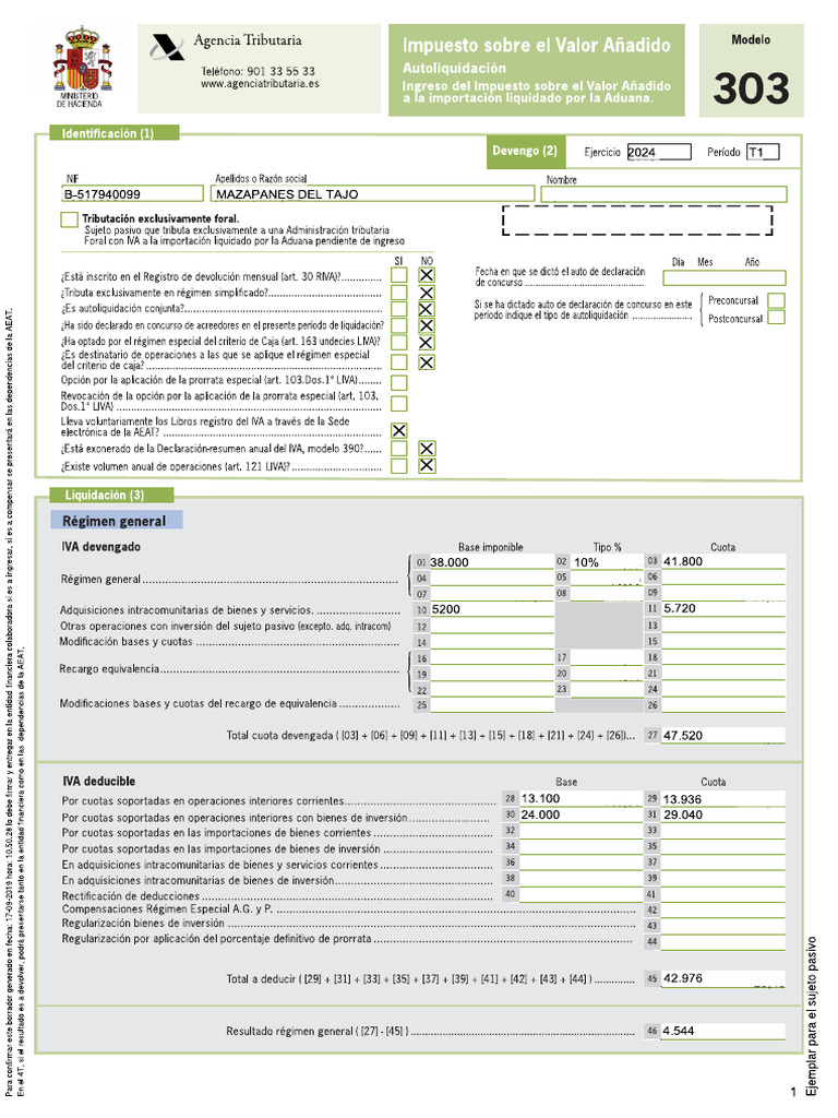 Modelo 303 Rellenado | PDF