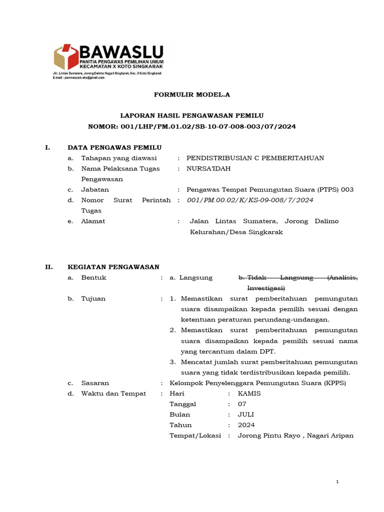 Contoh Form A Distribusi C Pemberitahuan - (PTPS) | PDF