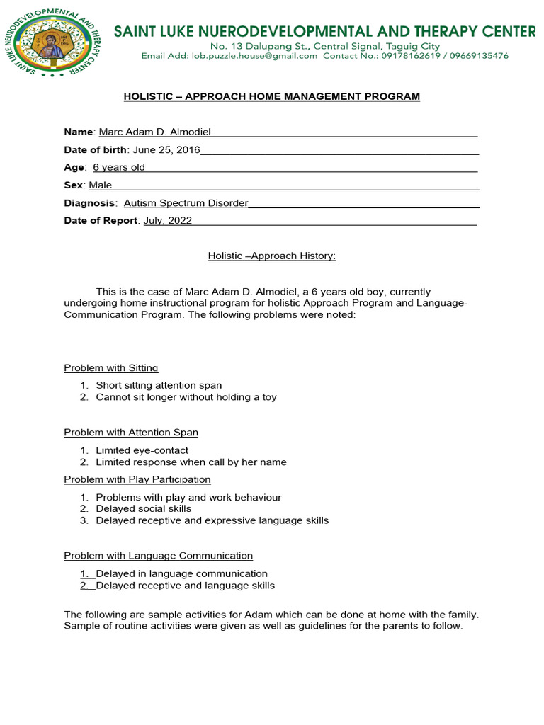 HOME-MANAGEMENT-PROGRAM Adam | PDF | Attention | Communication