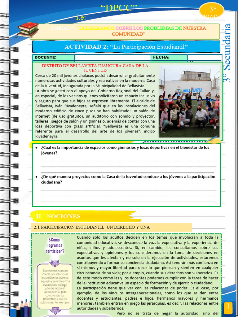 3° DPCC - Actv.02-Unid.7 2023 | PDF | Alcalde | Escuelas
