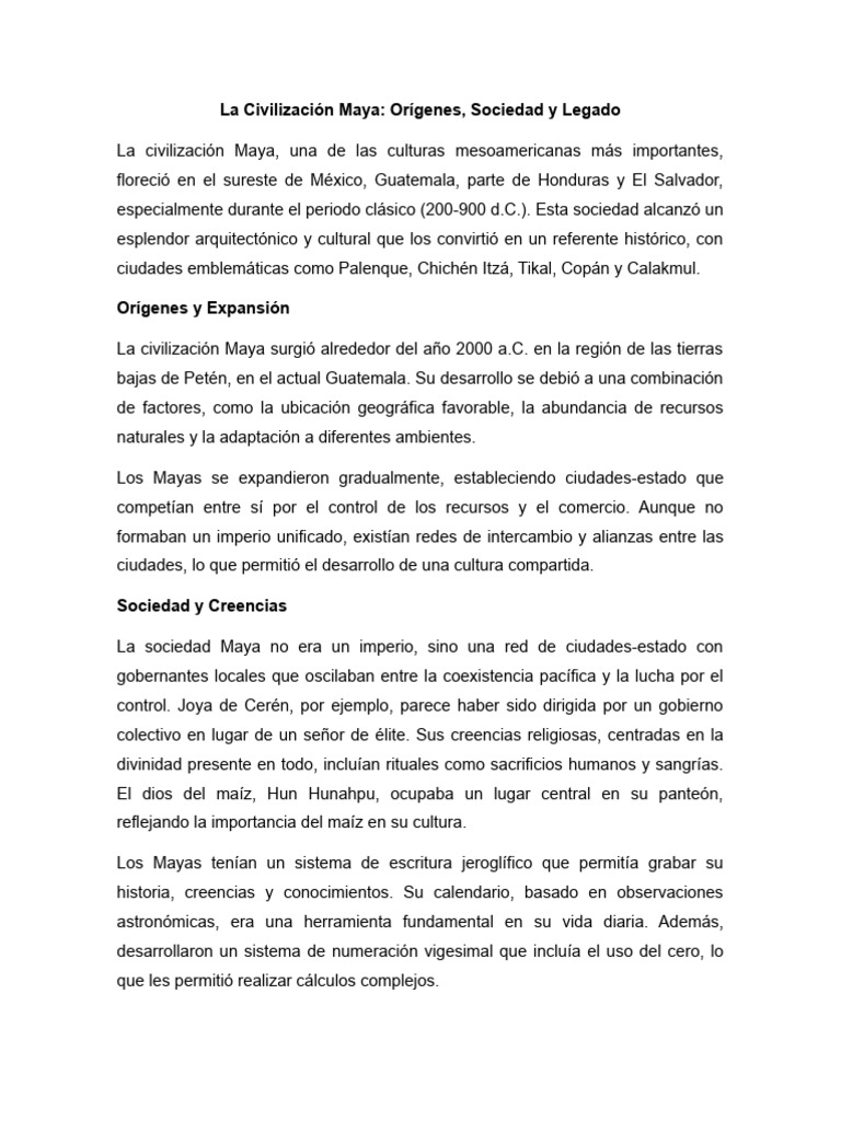 La Civilización Maya | PDF | Civilización maya | Mesoamérica