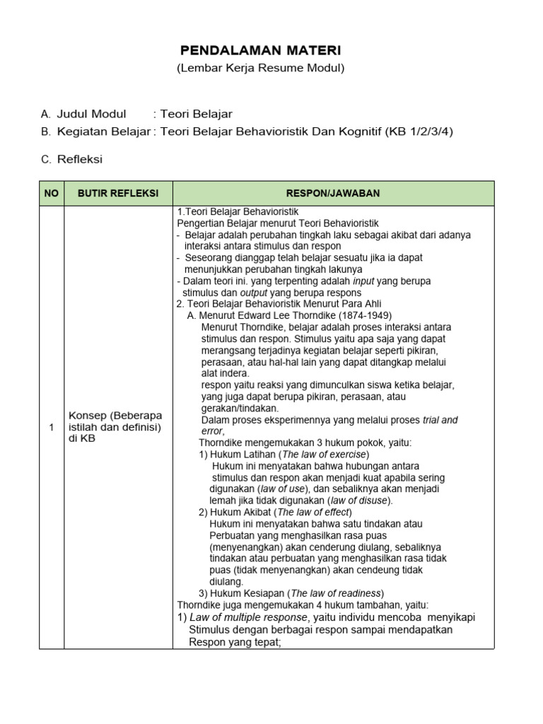 LK - KB 1 Resume Pendalaman Materi PPG 2023 | PDF