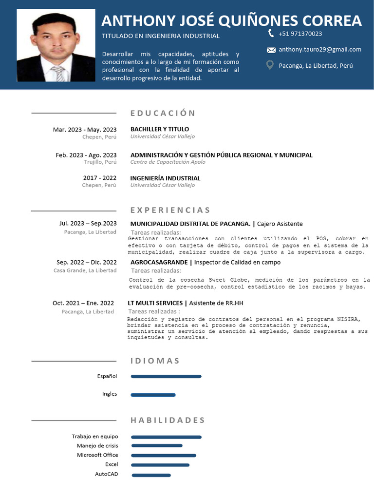 Currículum de Anthony Quiñones Correa | PDF | Business