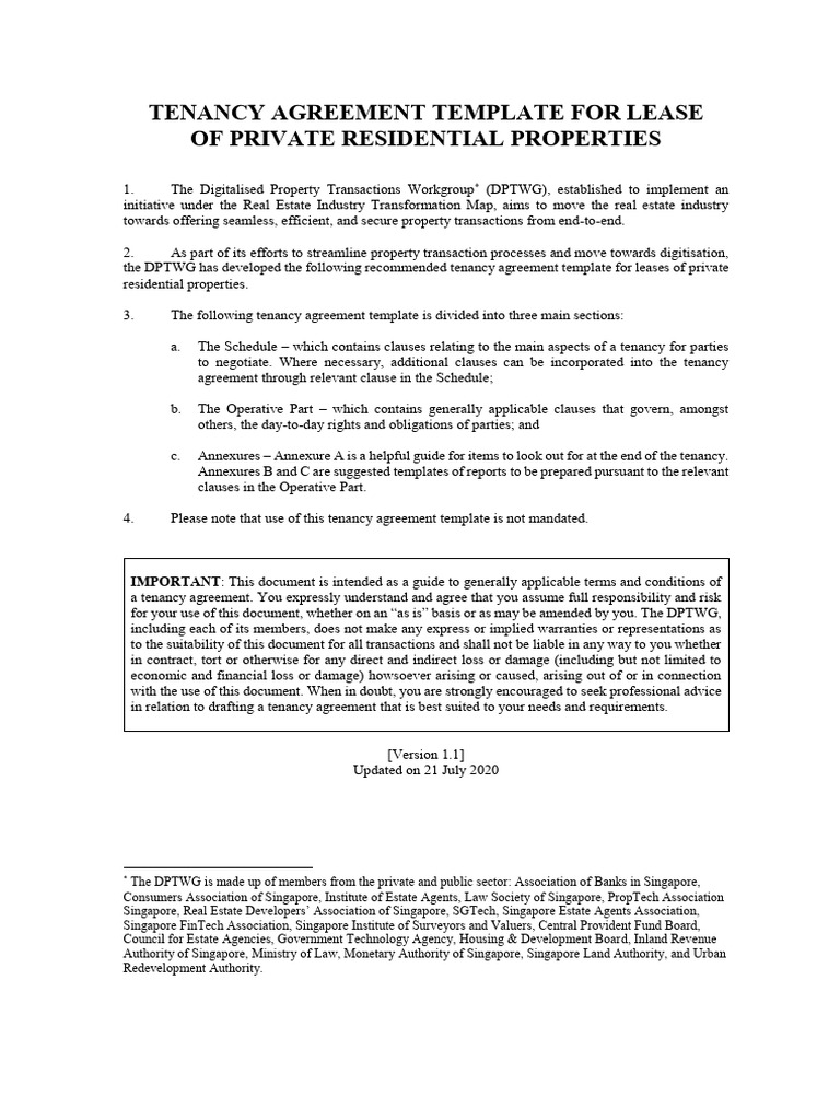 Tenancy Agreement Template For Lease of Private Residential Properties ...