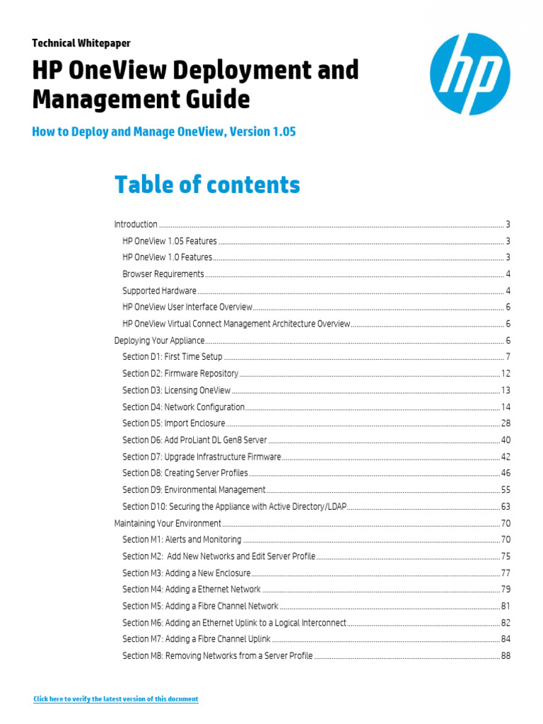 HP Oneview Deployment and Management Guide v1 | PDF | Computer Network ...