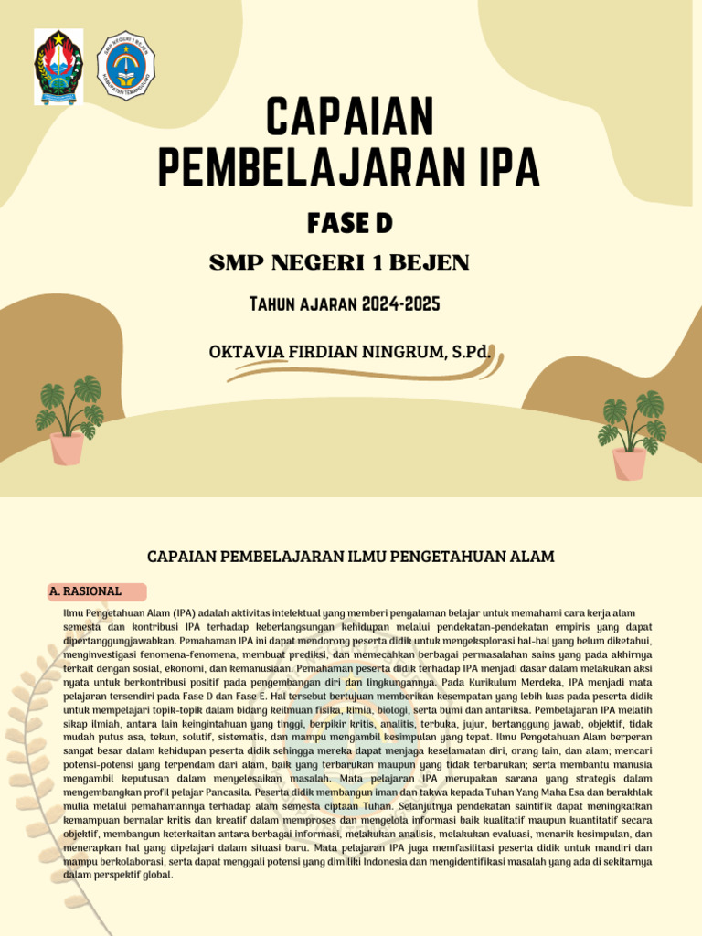 Capaian Pembelajaran Ipa | PDF | Sains & Matematika