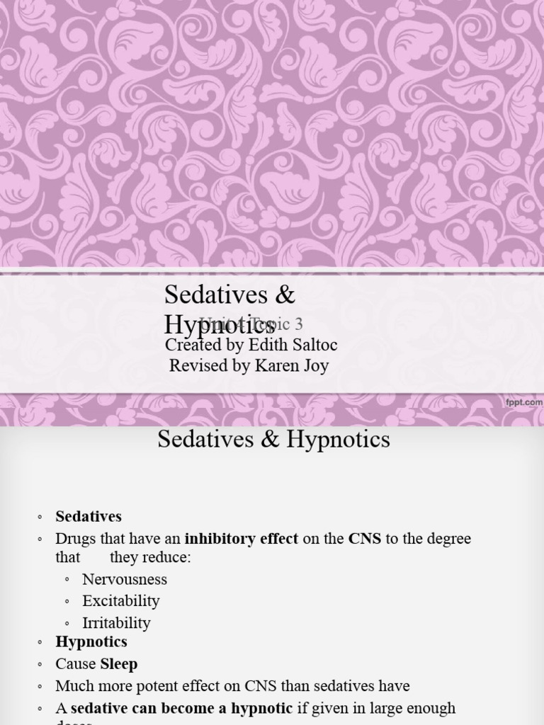 4.3 Sedatives and Hypnotics Students | PDF | Benzodiazepine | Insomnia