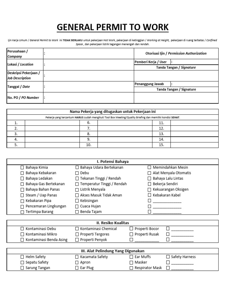 Form General PTW | PDF