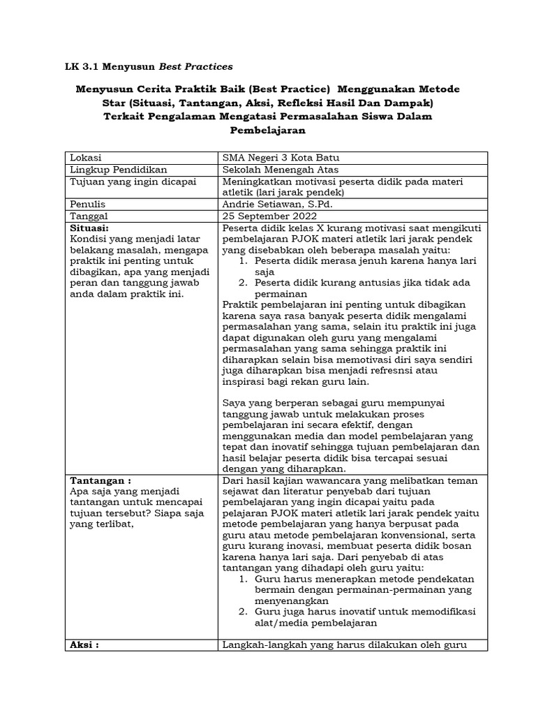 LK 3.1 Menyusun Best Practices | PDF